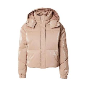 Emporio Armani Gl&auml;nzende Bomberjacke mit Kapuze aus Nylon - - Jackets - Damen - Beige - S