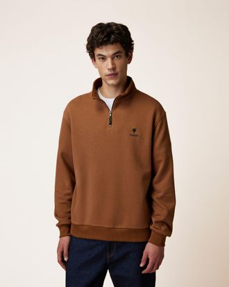 Faguo Sweat zipp&eacute; camel coton bio