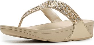 FitFlop LULU Damen Crystal-Mix Metallic Zehensteg-Sandalen, Platino, 40 EU, Platin, 41 EU