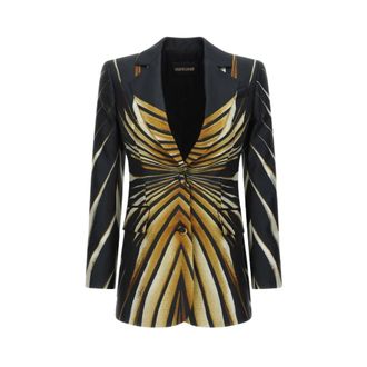 Roberto Cavalli Goldener Druck Seidenjacke Ma&szlig;geschneiderter Stil - - Jackets - Damen - Mehrfarbig - 2XL