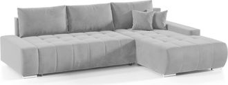 Generic FEDVE Ecksofa mit Schlaffunktion Hellgrau - Dhaka - Praktisches Schlafsofa mit Bettkasten Rechts - Gem&uuml;tlich R&uuml;ckenkissen Sofa mit Bettfunktion - Sofa