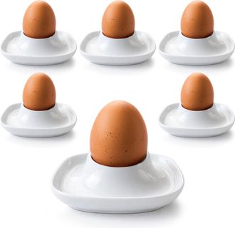 Com-Four 6X Eierbecher aus Keramik - wei&szlig;e Eierhalter f&uuml;r Tisch und K&uuml;che - sp&uuml;lmaschinengeeignet und mikrowellengeeignet - Moderne Eierbecher f&uuml;r Fr&uuml;hst&uuml;ck (6