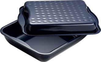 Dr. Oetker XXL-Bräter mit Deckel, Brat- und Auflaufform aus hochwertigem Stahlblech mit Emaillierung, eckige Form aus schnitt- und kratzfestem Stahlblech - spülm