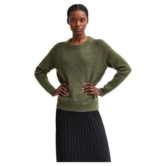 Selected Selected Femme Slflulu Ls Knit O-Neck B Noos Sweater, Kalamata/D&eacute;tails : M&eacute;lange., L EU