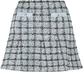 Self Portrait Femme, Jupes, Bleu, Taille: 36 FR Plaid Mini Skirt