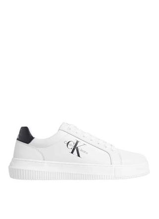 Calvin Klein Baskets Cupsole Homme Chunky en Cuir, Blanc (Bright White/Black), 40