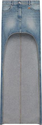 Courr&egrave;ges Femme, Jupes, Bleu, Taille: W27 Cut-Out Denim Skirt