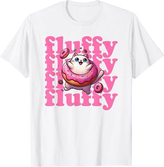 BDAZ Flauschige lustige Dicke rosa Donut Katze Frauen M&auml;dchen T-Shirt