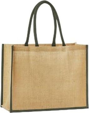 Westford Mill Natural starched jute classic shopper - Natural/Olive Green - One size