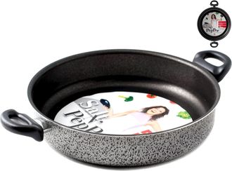 hOme Home Salt NPepper Antihaft-Bratpfanne mit 2 Griffen, Aluminium, Schwarz/Grau, 32 cm