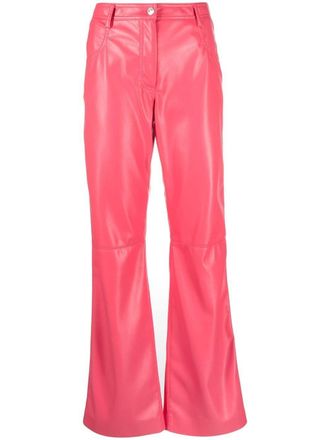 Msgm pantalon en cuir artificiel &agrave; coupe droite - Rose