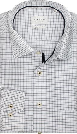 Eterna Herren Langarm Hemd Comfort FIT | Dynamic Cotton | Karo Blau | 100% Baumwolle | Kentkragen Gr. 42