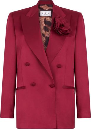 Philipp Plein Femme, Vestes, Rouge, Taille: 38 FR Dame Fit Double Breasted Blazer Flower