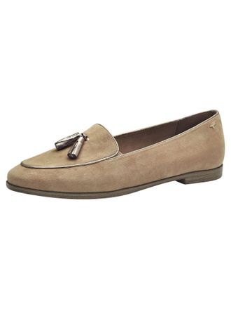 Tamaris Damen Loafer flach Leder, beige, 37 EU
