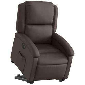 vidaXL Relaxsessel mit Aufstehhilfe Elektrisch Dunkelbraun Echtleder - Vidaxl