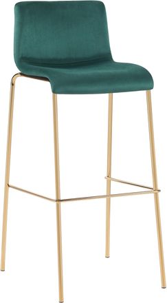 Clp Barhocker Hoover Samtbezug I Barstuhl mit Rückenlehne und Fußstütze I Tresenstuhl mit Metallgestell in Gold-Optik, Farbe:grün