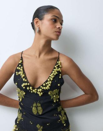 Asos caraco orn&eacute; de perles noir