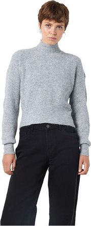 Noisy May Cropped Strickpullover hoher Kragen Rundhals Langarm Basic RIPP Shirt Kurz Regular Fit NMNELLA