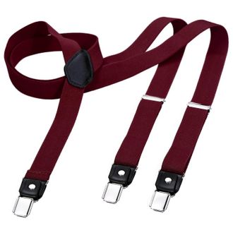 DonDon Hosenträger Herren dunkelrot schmal 2,5 cm - Extra starke Clips für Anzug - Hosenträger Herren extra stark - Ideal für Männer oder Damen Rockabilly Su