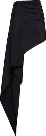 Magda Butrym Womens Asymmetric Swim Skirt Black Fabric Blend