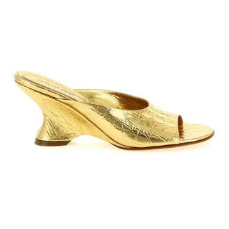 Dries Van Noten Mules aus laminiertem- gepr&auml;gtem Leder - - Shoes - Damen - Gelb - 37 EU