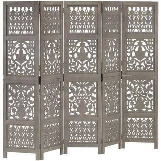 vidaXL Vidaxl - Cloison de s&eacute;paration 5 panneaux Gris 200x165 cm Bois manguier