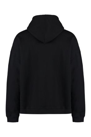 Palm Angels Mens Cotton Hoodie With Ribbed Hem Black Jumpers Sweater