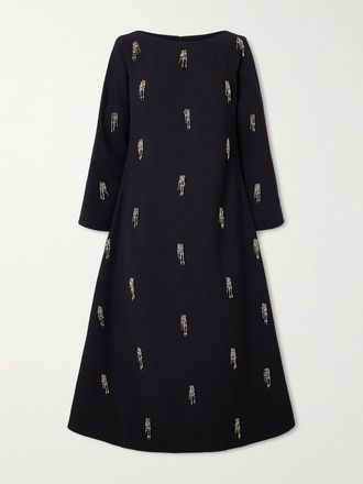 SIMKHAI Coretta Midikleid Aus Cr&ecirc;pe Mit Verzierungen - Schwarz