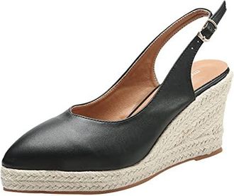 Generic Chaussures à talons élégantes pour femme - Sandales compensées fermées avec boucle - Escarpins à semelle en paille - Pantoufles à bout pointu - Chauss