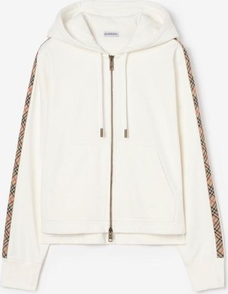 Burberry Hoodie zipp&eacute; en coton avec Check, Size: XS