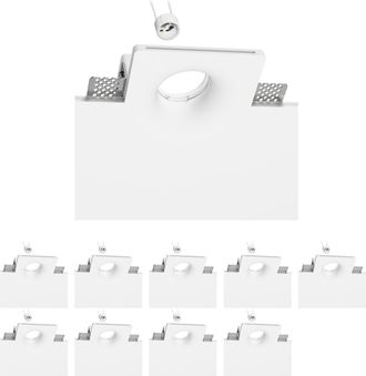 LEDs Com 10 Stück Deckeneinbauleuchte GIEDI, Gips, weiß matt, 12 x 12cm, 1x GU10 max. 15W