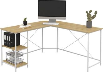IDMarket Idmarket - Bureau dangle en forme de l detroit design industriel bois et métal blanc