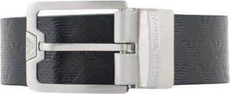 Emporio Armani Homme, Accessoires, Bleu, Taille: ONE Size Ceinture en cuir avec aigle en relief sur toute la surface