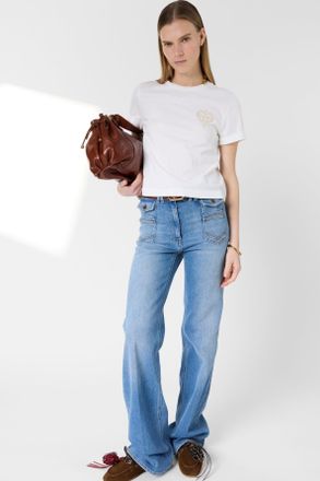 Gerard Darel T-shirt en coton &agrave; blason brod&eacute; - MELIA - Blanc