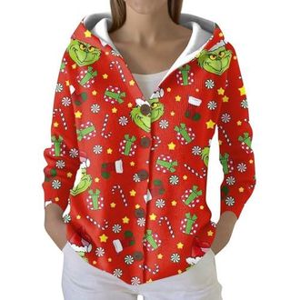 Generic Le Grinch Sweat A Capuche Femme Chaud Pyjama Pilou Oversize Noël Vêtements Christmas Deguisement 2025 Sweatshirts Pull Femmes Plaid Pulls The Moche No