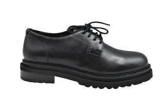 Janet & Janet Black Smooth Leather Lace-Up Shoes With Sole - Gr. 37 (EU) - in Schwarz