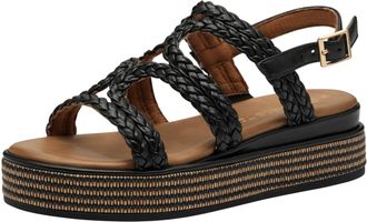 Marco Tozzi Damen Sandalen flach mit Schlie&szlig;e Plateau, Schwarz (Black), 38 EU