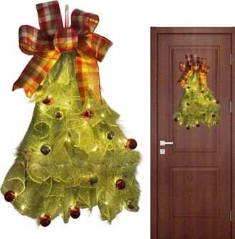 Generic Weihnachtsgirlande Outdoor,K&uuml;nstliche- LED Weihnachtstannen - Dekoration Mit Schleife - K&uuml;nstliche Tannen Weihnachtsgirlande | F&uuml;r Outdoor Kaminvorspr