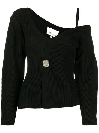 3.1 Phillip Lim pull nervur&eacute; &agrave; &eacute;paules d&eacute;nud&eacute;es - Noir