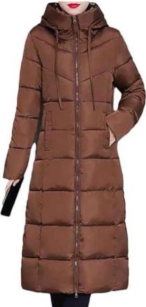 Minetom Femme Manches Longues Manteau Gilet Longue Doudoune Manteau Zippé Chaud Hiver Parka avec Capuche Veste Blouson A Marron 3XL