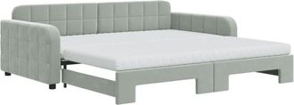 vidaXL Vidaxl - Tagesbett Ausziehbar mit Matratzen Hellgrau 100x200 cm Samt