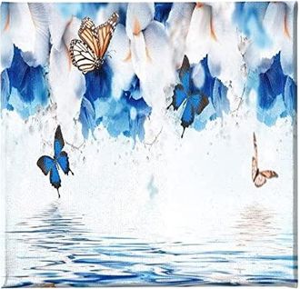 Homemania HM20KNV60x60-283 Schmetterlings-Tafel mit Tiermotiven für Wohnzimmer, Schlafzimmer, Mehrfarbig, Polyester, Holz, 60 x 3 x 60 cm