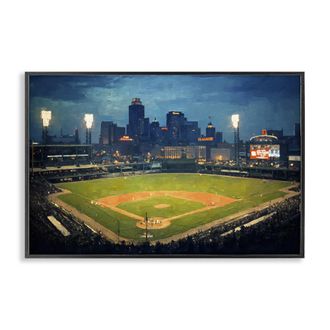 Stupell Industries Arlington Prints Baseballstadion bei Nacht, gerahmt, Giclée-Kunst, Design von Arlington Prints, 50,8 x 76,2 cm, Schwarz