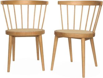Sweeek 2er-Set St&uuml;hle aus Holz und Rohrgeflecht