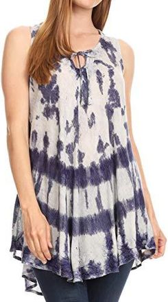 Sakkas 19237 - D&eacute;bardeur Tunique d&eacute;contract&eacute; sans Manches pour Femmes de Mai Swing - Violet - OS