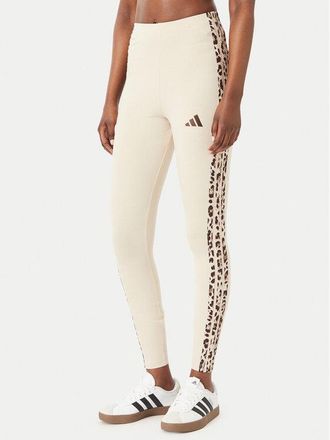 adidas Leggings Seasonal Essentials Animal Print 3-Stripes KR7619 Creme Slim Fit