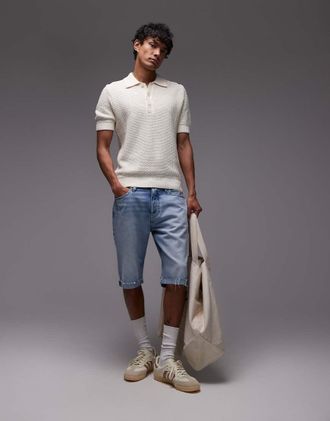 Tommy Jeans Ryan - Jeans-Shorts in heller Waschung mit umgeschlagenem Saum-Blau