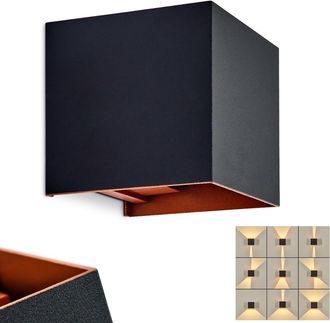 HOFSTEIN LED Außenwandleuchte Tamarin, Wandlampe aus Metall in Schwarz/Kupferfarben, Wandleuchte mit austauschbaren Lichteffekten, Außenleuchte für Eingangsber