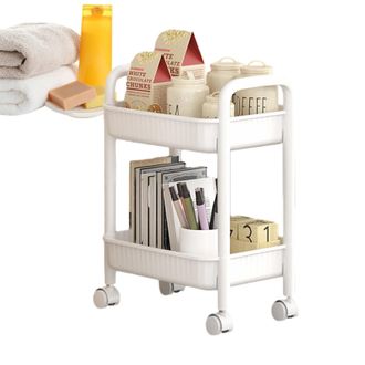 Generic Tragbarer Gem&uuml;sekorbst&auml;nder - 50 cm Service-Wagen, Beistelltisch mit Kabelgriff | Cream Yellow Tower, Schnell trocknende Toilettenartikel, Nachttisch 