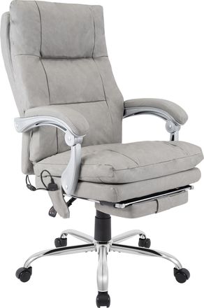 Clp B&uuml;rostuhl ergonomisch mit Massagefunktion Sirba, Schreibtischstuhl mit Heizfunktion und Fu&szlig;ablage, Drehstuhl h&ouml;henverstellbar bis 150 kg, Farbe:grau